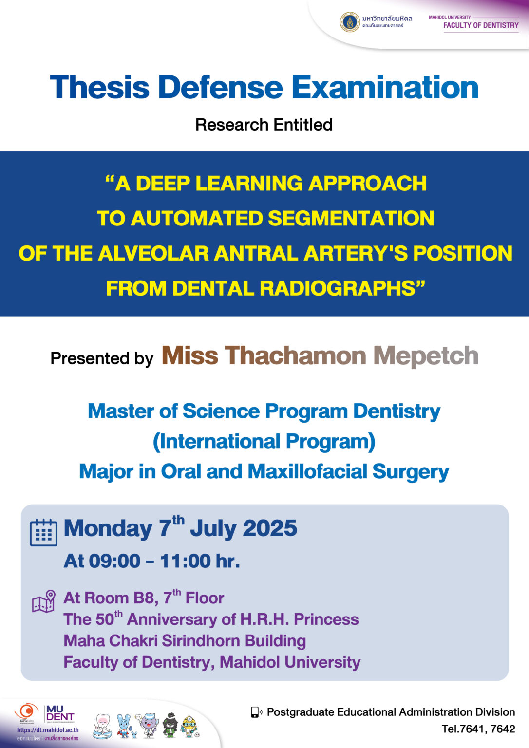 Thesis Defense Examination Research Entitled “A DEEP LEARNING APPROACH TO AUTOMATED SEGMENTATION ...
